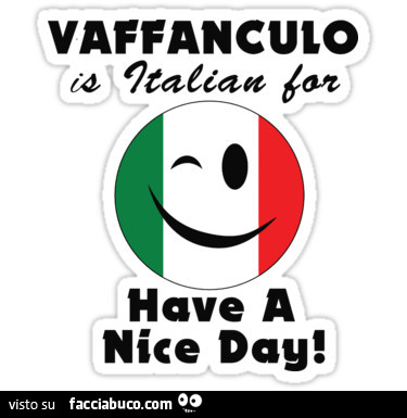 Vaffanculo is italian for have a nice day - Facciabuco.com